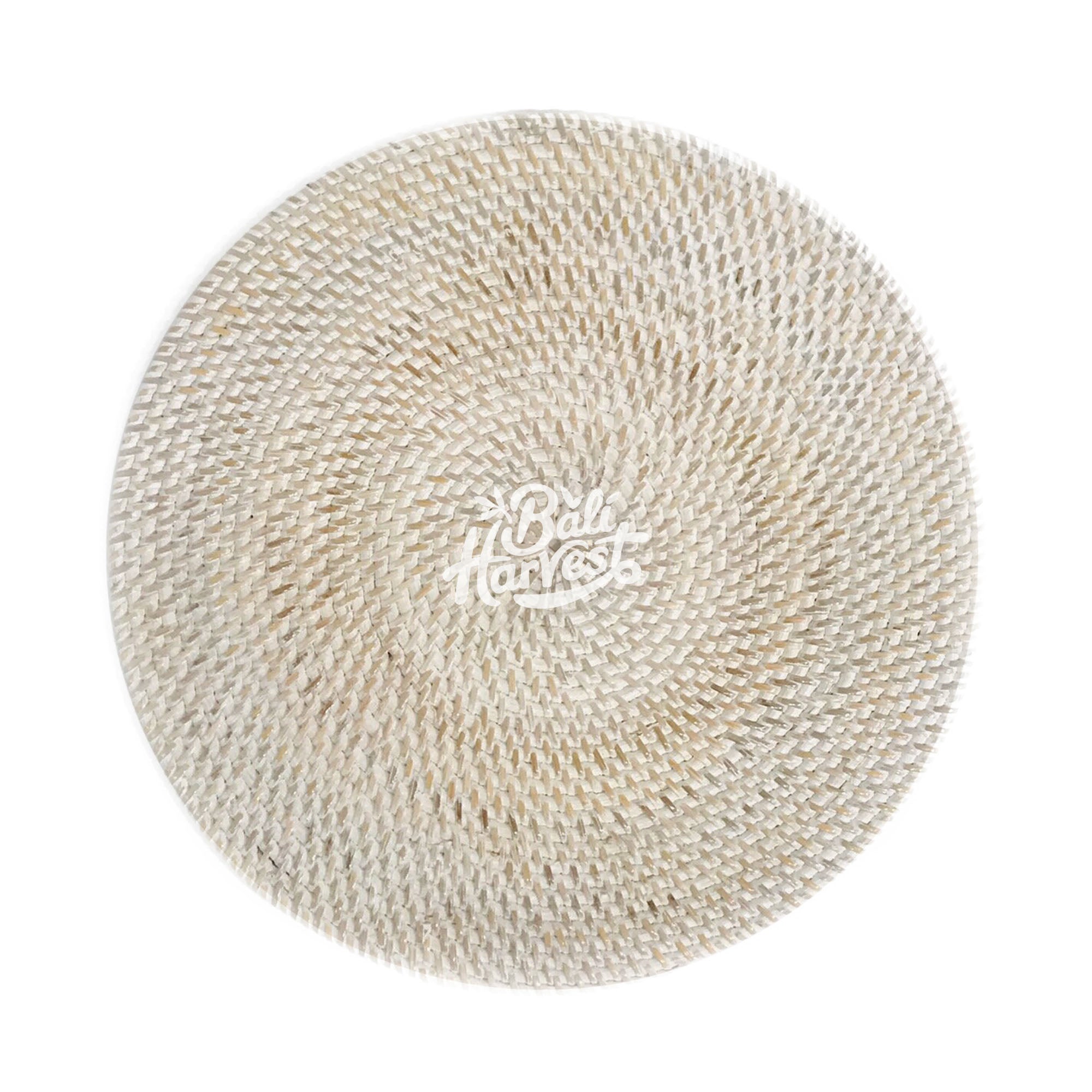 Round Rattan Placemat (Whitewash) – Bali Harvest
