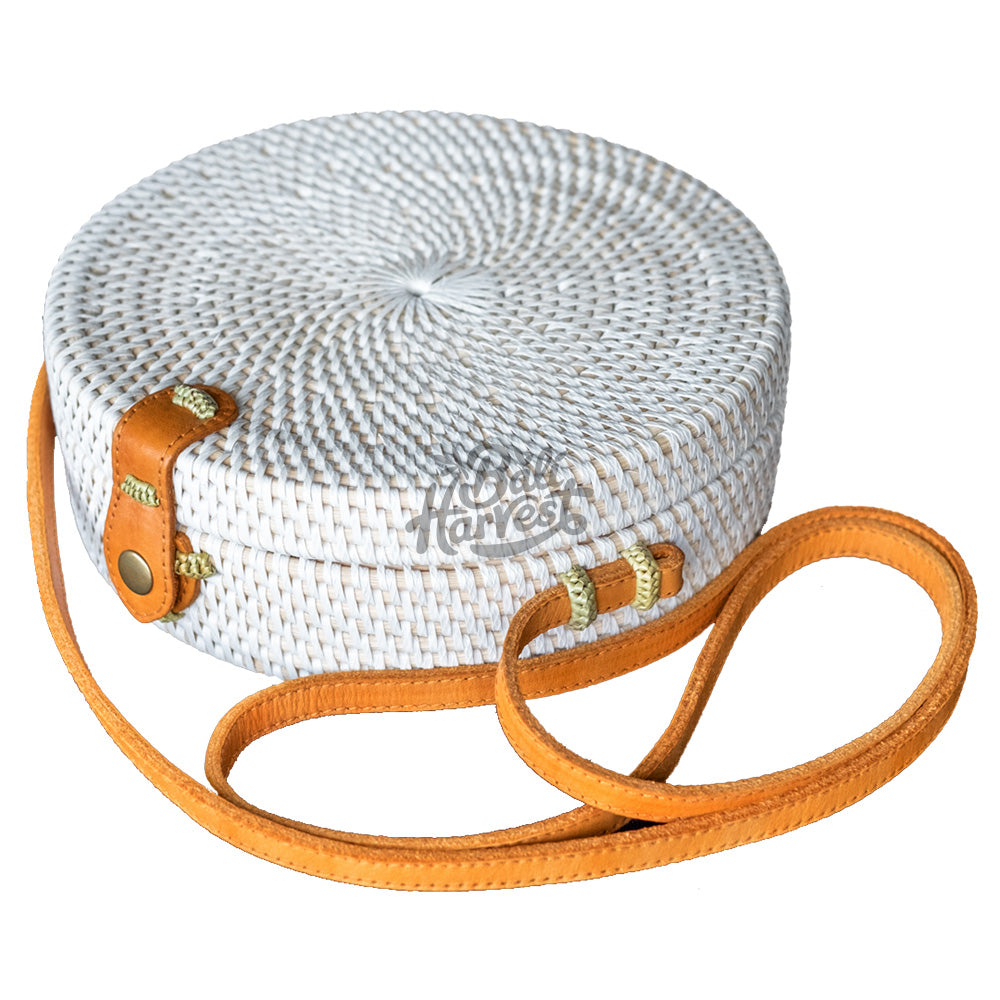 Round Rattan Bag (White Original) – Bali Harvest