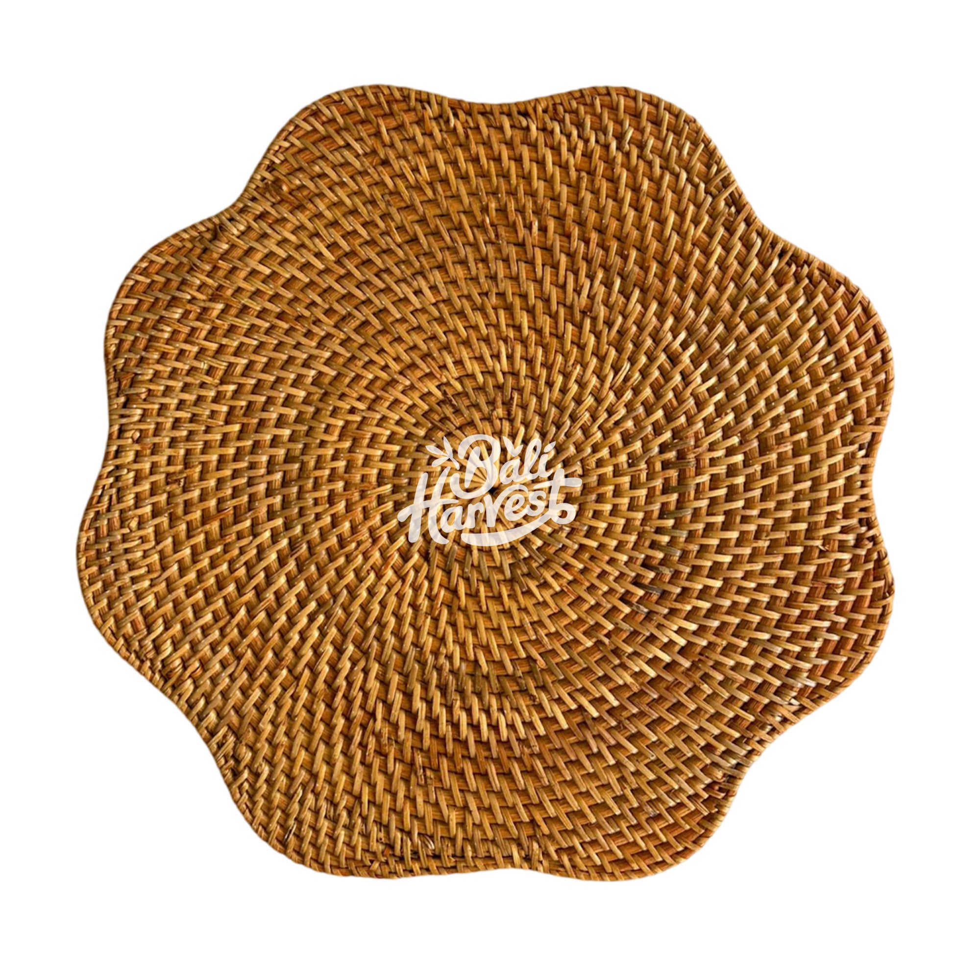 Round Scallop Rattan Placemat (Brown) – Bali Harvest