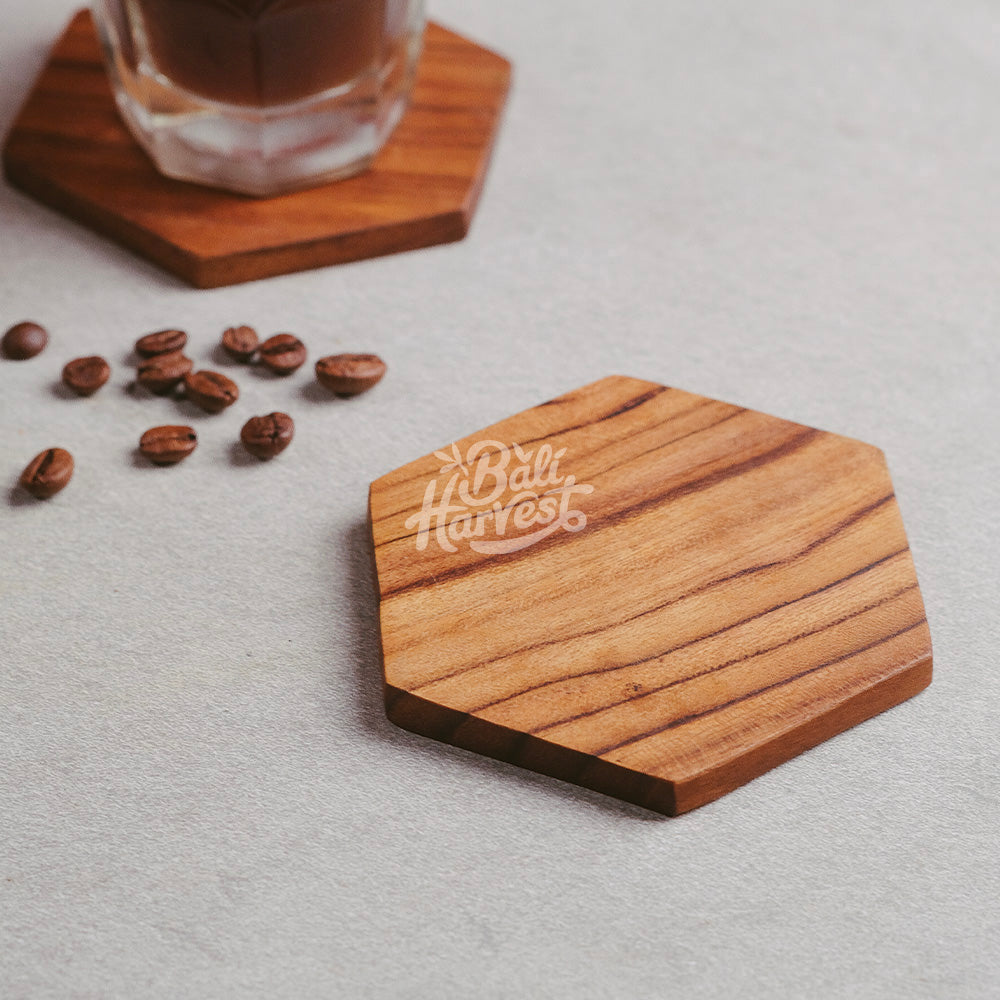 Teak Root Wooden Drink Coaster (Hexagonal) – Bali Harvest