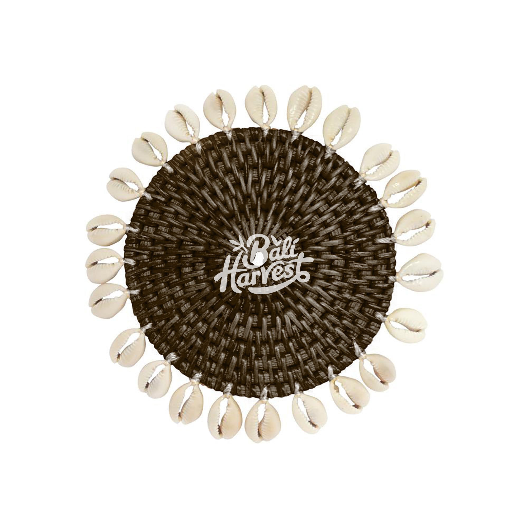 Rattan Coaster with Cowrie Shell (Dark Brown) – Bali Harvest